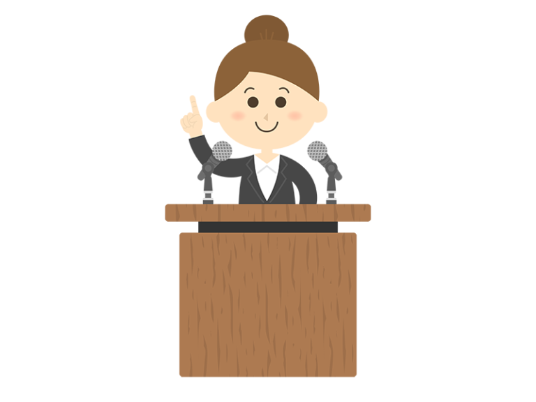 演説をする、笑顔の女性政治家の無料イラスト / イラストセンター