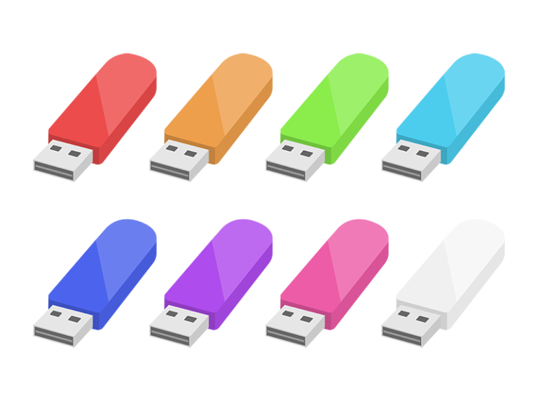 外付けのUSBメモリーのカラーバリエーションの無料イラスト / イラストセンター