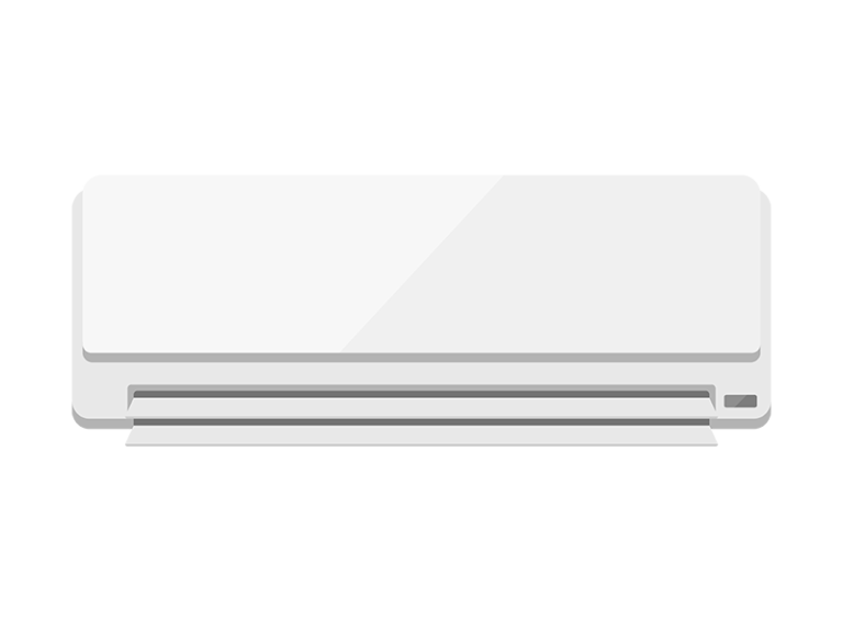 電源をつけた、正面から見たエアコンの無料イラスト | 無料・商用OKのイラスト素材｜イラストセンター