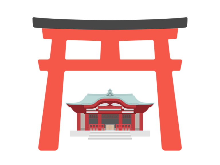 鳥居と神社の外観の無料イラスト / イラストセンター