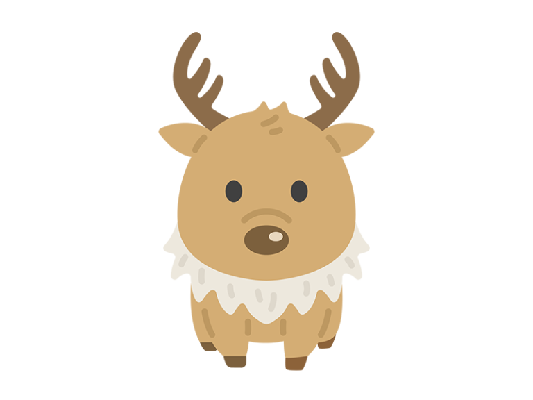 正面を向いた、トナカイのキャラクターの無料イラスト | 無料・商用OKのイラスト素材｜イラストセンター