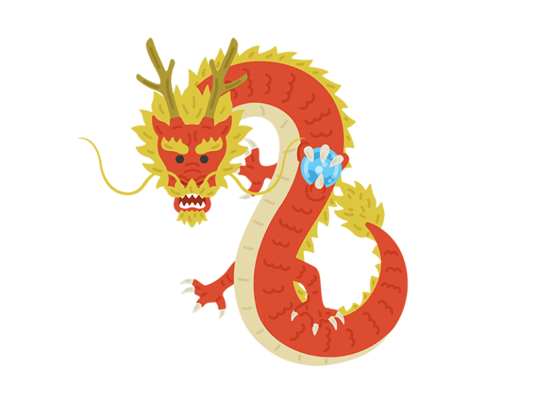 Free illustration of a red dragon facing forward and holding a ball ...