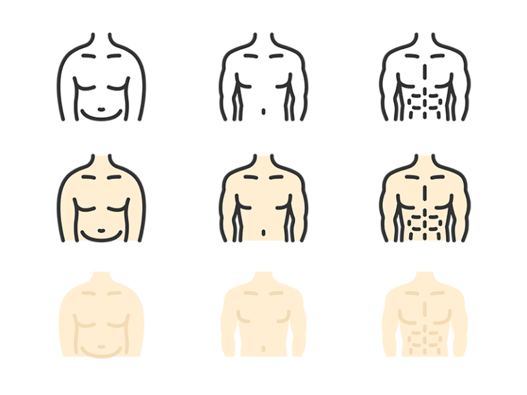 Free illustration set of male body icons before and after dieting ...