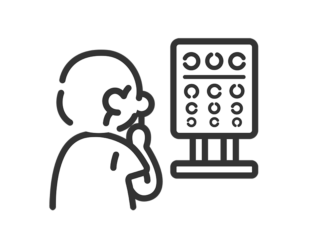 Free illustration of a male icon (line drawing) taking a vision test ...