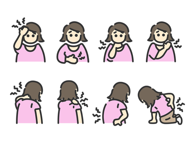 Free illustration set of female icons (color line drawings) with ...