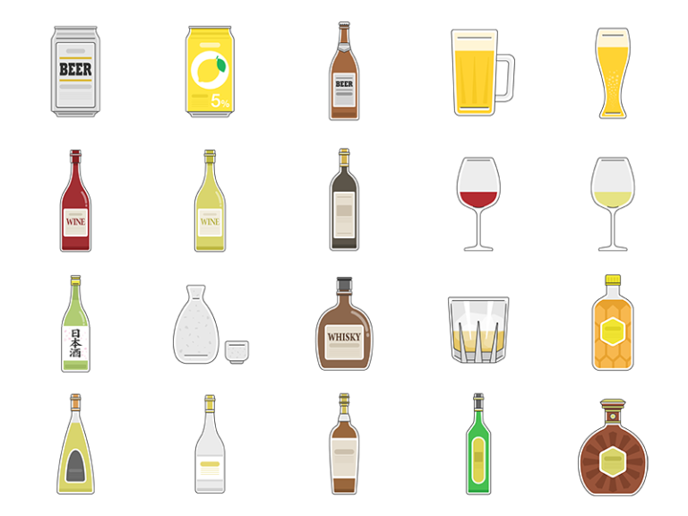 いろいろな、お酒の無料イラストセット / イラストセンター