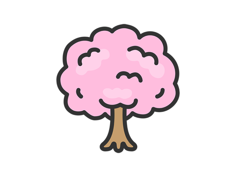 Free illustration of cherry tree icon (line drawing color) | illustcenter