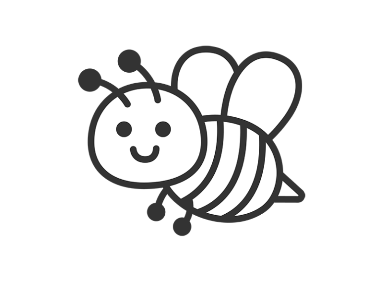 Free illustration of bee character icon (line drawing) | illustcenter