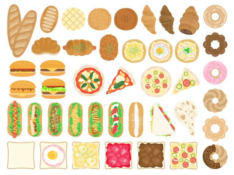 Free illustration set of various types of bread | illustcenter