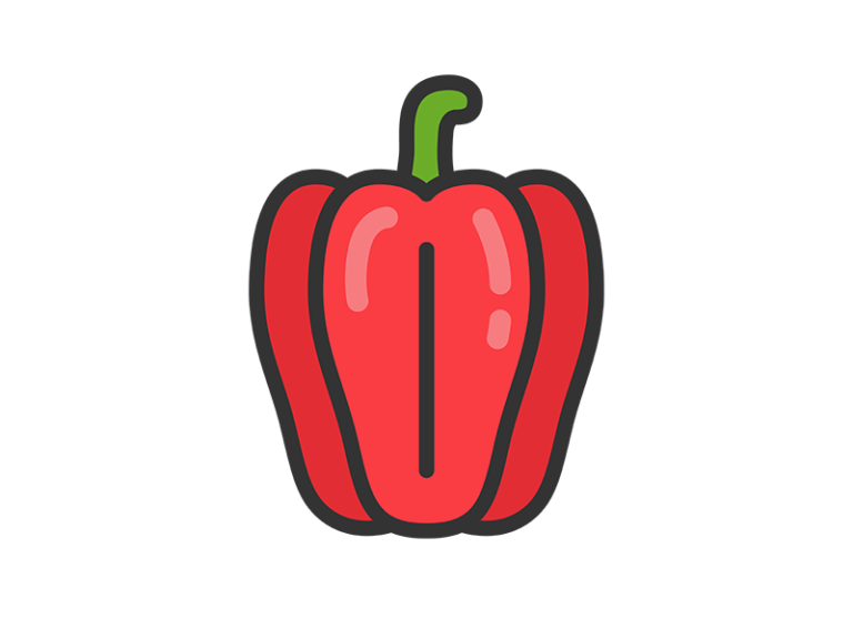 Free illustration of red paprika icon (line drawing color)｜イラストセンター