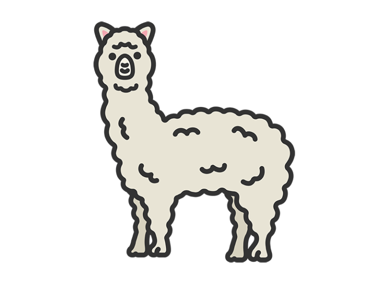 Free illustration of alpaca (line drawing color) / illustcenter