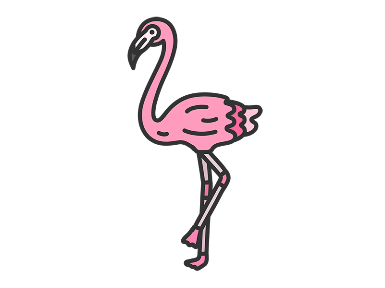 Free illustration of flamingo (line drawing color) | illustcenter