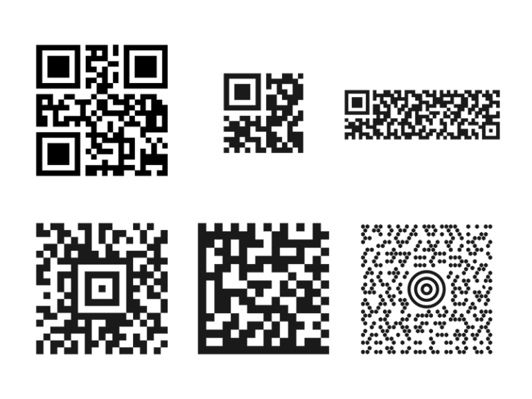 Free illustration set of various types of two-dimensional codes ...