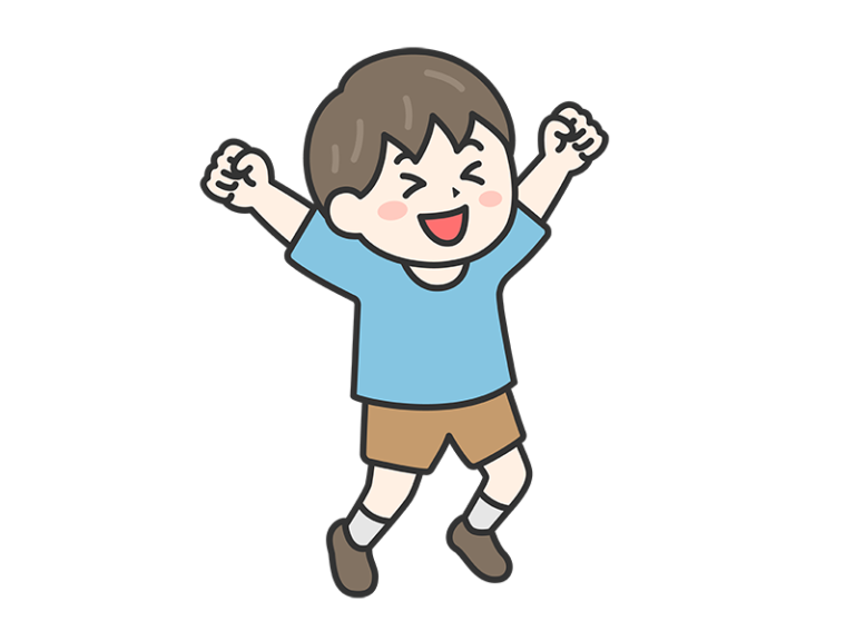 Free illustration of a boy (color line drawing) jumping with joy ...