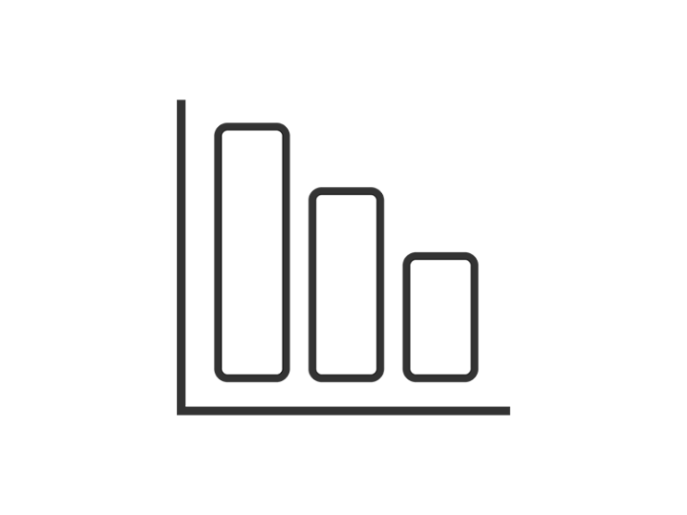 Free illustration of a descending bar graph icon (line drawing ...