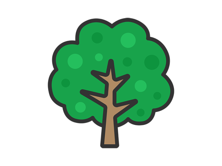 Free illustration of a simple tree icon (line drawing color) / illustcenter
