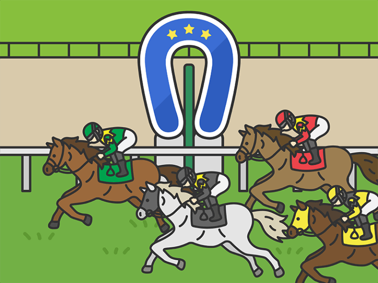 Free illustration of horse racing goal scene (line drawing color ...