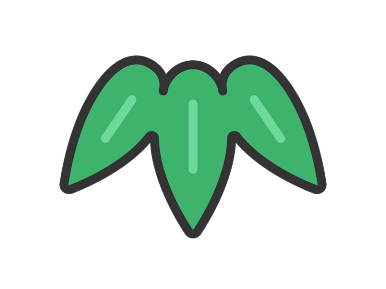 Free illustration of a bamboo leaf icon (line drawing color)｜イラストセンター