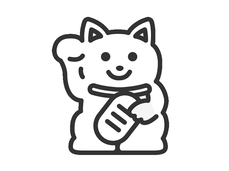 Free illustration of a Maneki-neko (beckoning cat) icon (line drawing ...