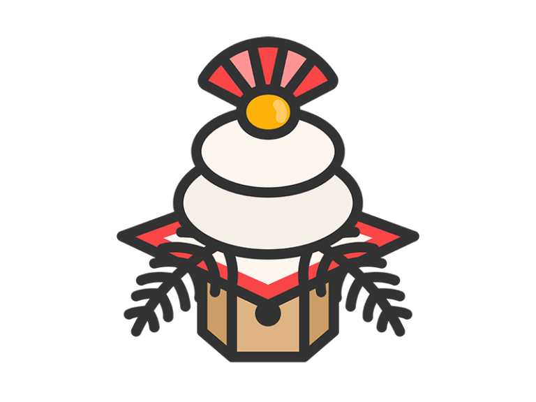 Free illustration of a Kagamimochi (New Year’s rice cake) icon (line ...