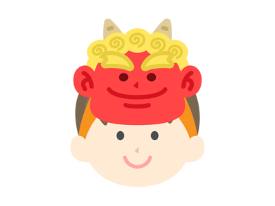 Free illustration of a boy icon wearing a red demon mask | Illustcenter