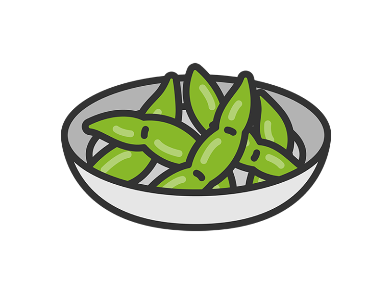 Free illustration of edamame icon (line drawing color) in a dish｜イラストセンター
