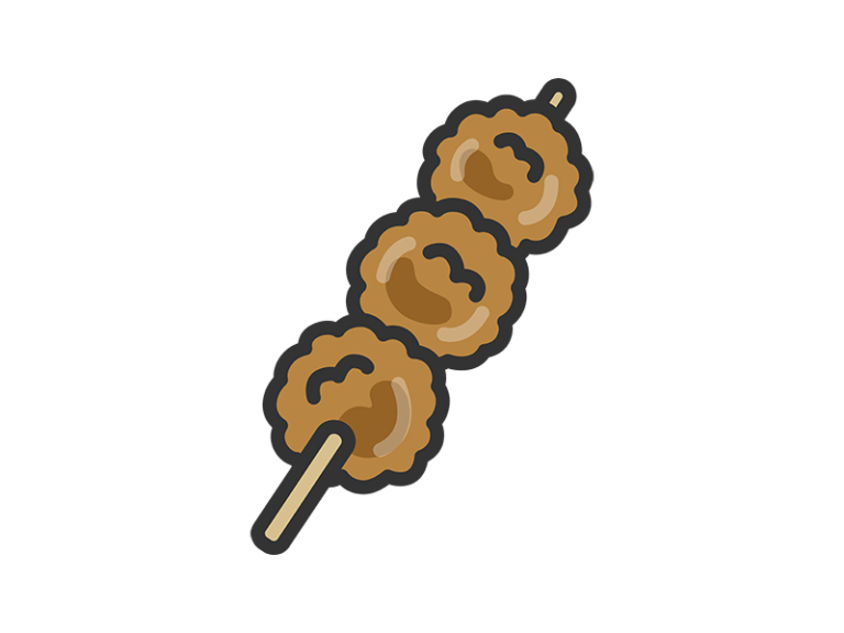 Free illustration of dango grilled meatball skewer icon (line drawing ...